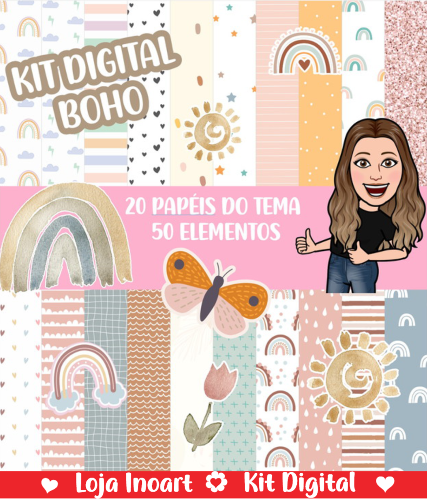Kit Digital Arco-Íris Boho