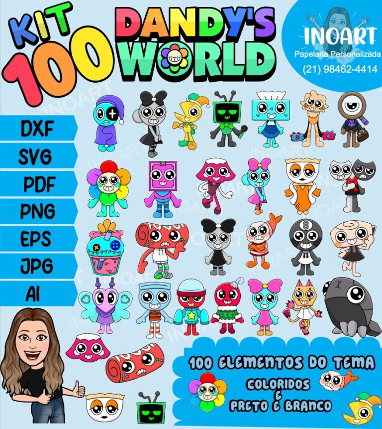 Super Pack Kit Digital Dandy's World 100 Elementos