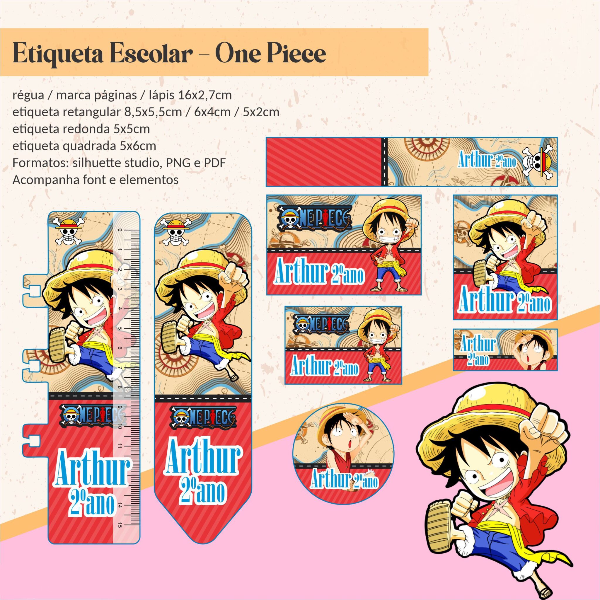 Etiqueta Escolar One Piece